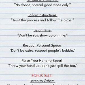Classroom Rules Poster Back to School Gen Z Slang Class Rules ...