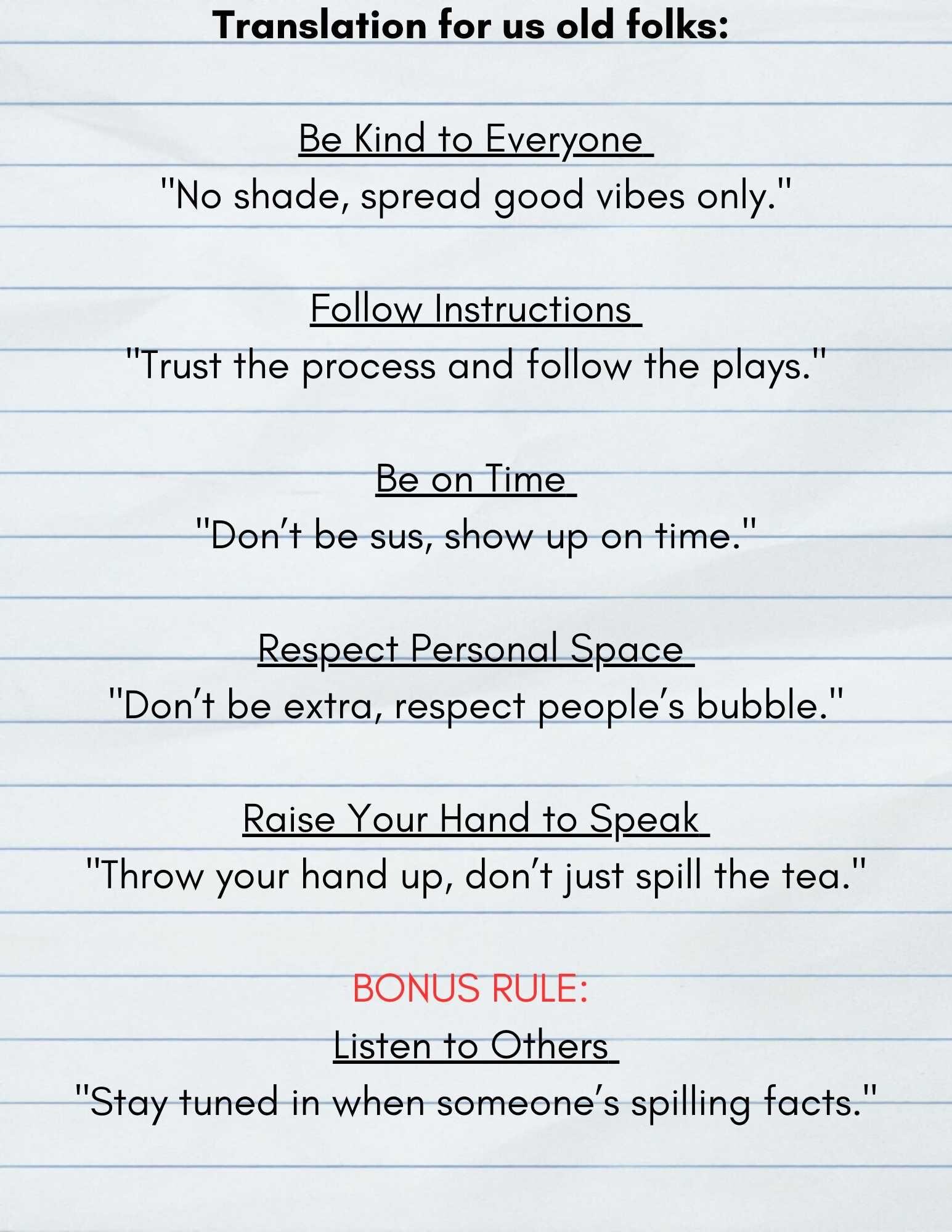 Classroom Rules Poster Back to School Gen Z Slang Class Rules ...