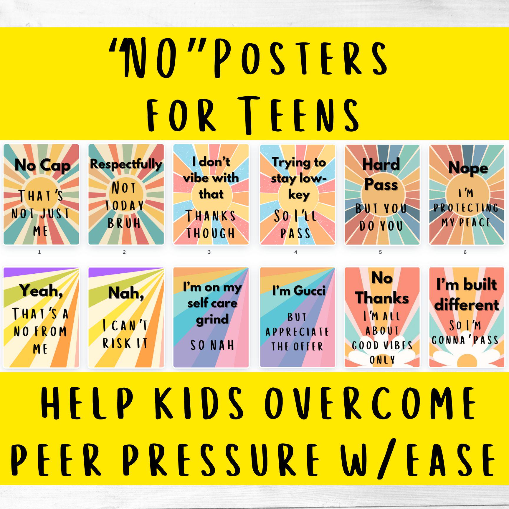Teen Peer Pressure Posters - Cool Ways to Say No Posters | Gen Z Peer ...