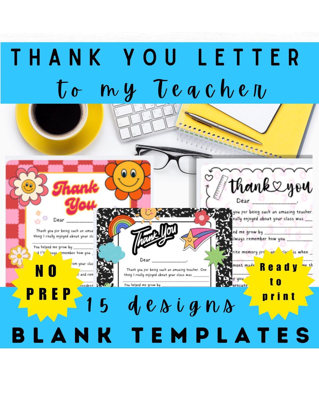 Thank You Letter to Teacher Printout: Teacher Appreciation Instant ...