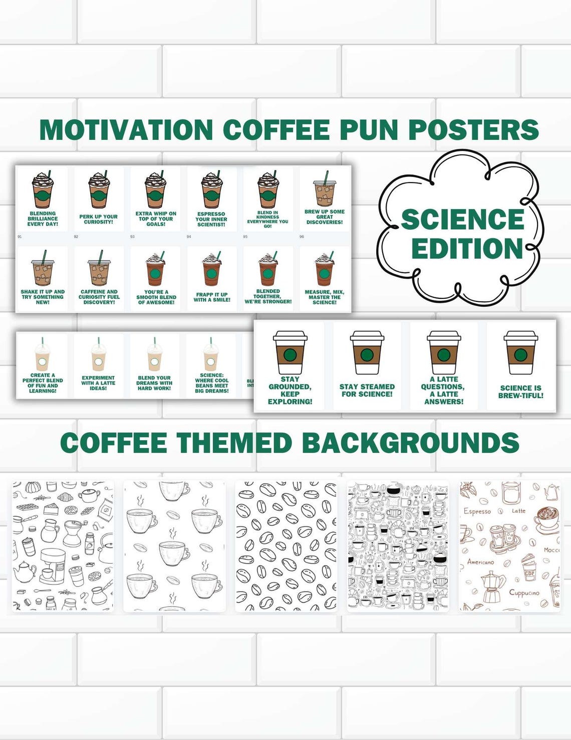 Coffee Theme Science Classroom Decor Coffee Shop Bulletin Board Bundle ...