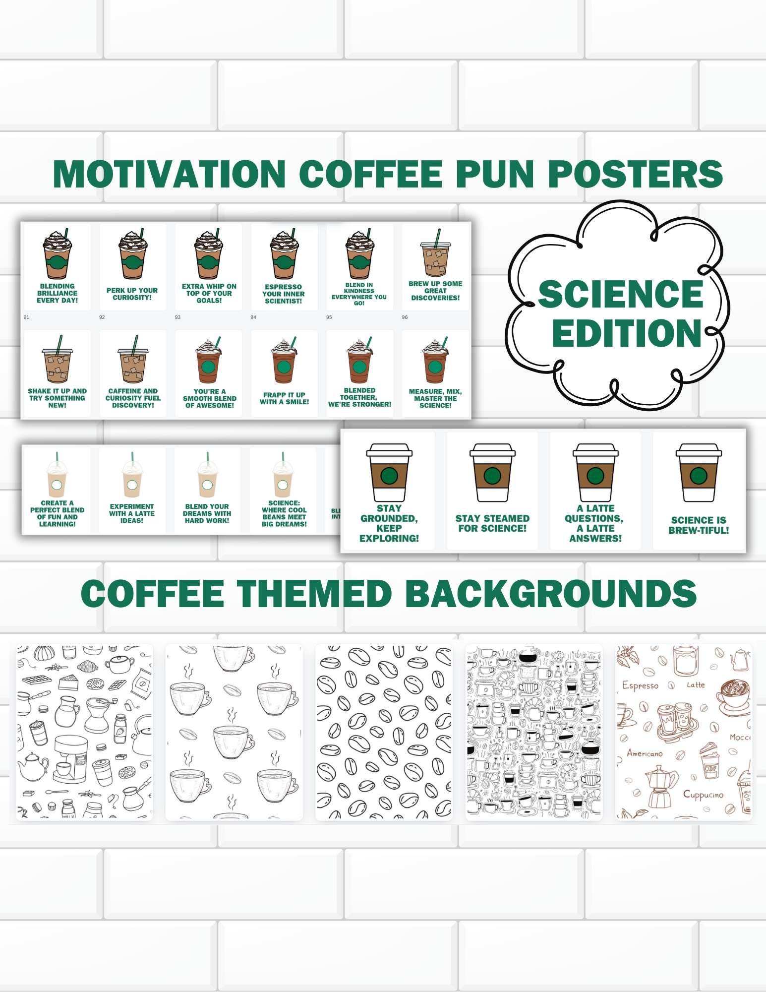 Coffee Theme Science Classroom Decor Coffee Shop Bulletin Board Bundle ...