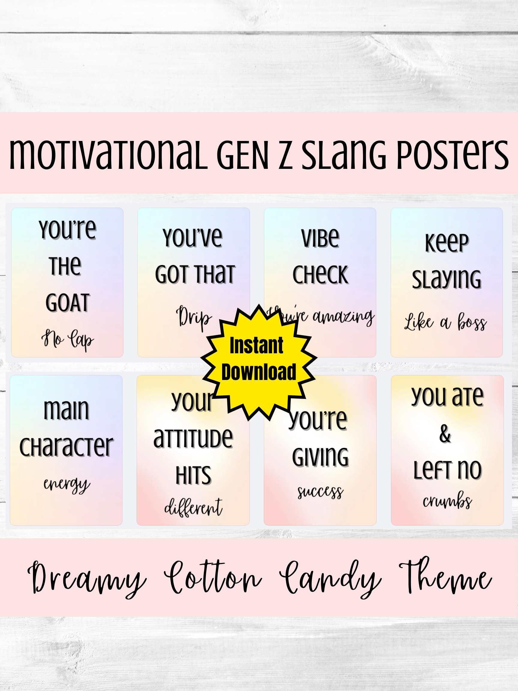 Classroom Poster Back to School Gen Z Slang Motivation for Growth ...