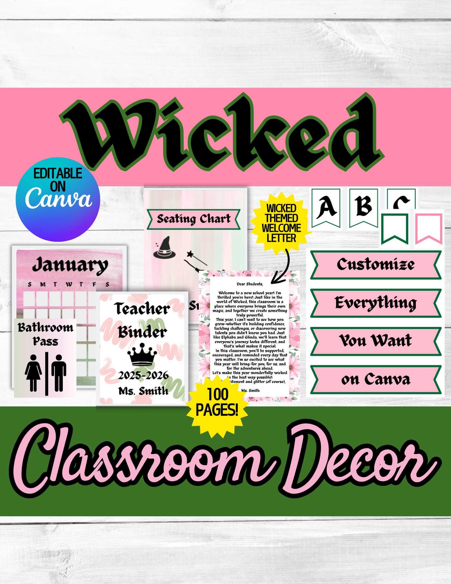 Wicked Teacher Planner Classroom Decor Motivational Poster Bundle I ...