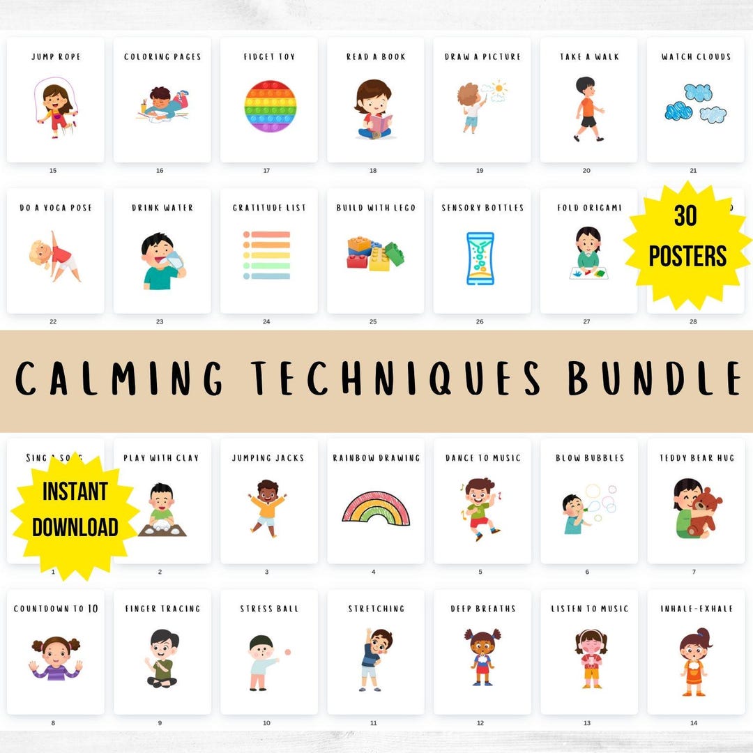 Calming Techniques for Kids Coping Skills Classroom Poster Stress ...