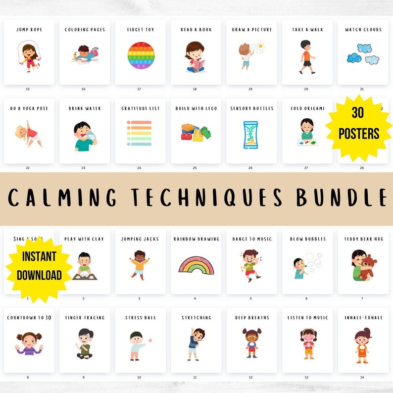Calming Techniques for Kids Coping Skills Classroom Poster Stress ...