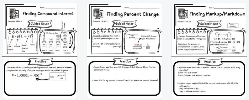 Pre-algebra Middle School Math Guided Notes Lesson 7th Grade Notes ...