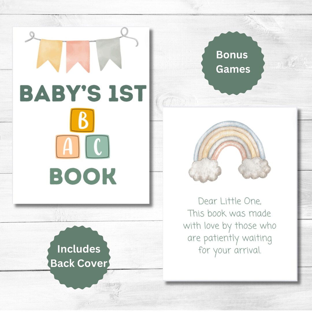 Baby Shower Coloring Games Decor, ABC Blocks Baby Book, Fun Shower ...