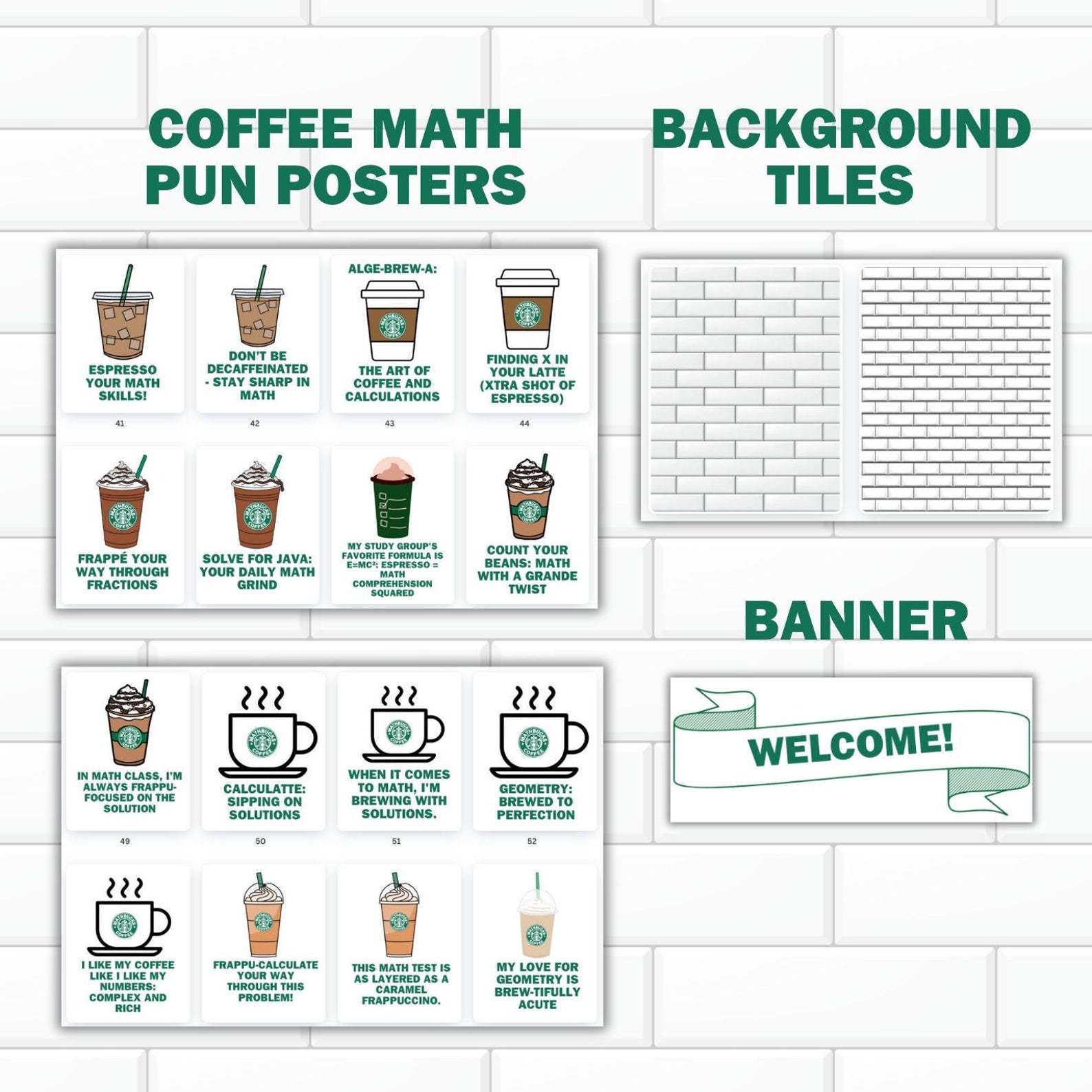 Coffee Theme Math Classroom Decor Coffee Shop Bulletin Board Bundle ...