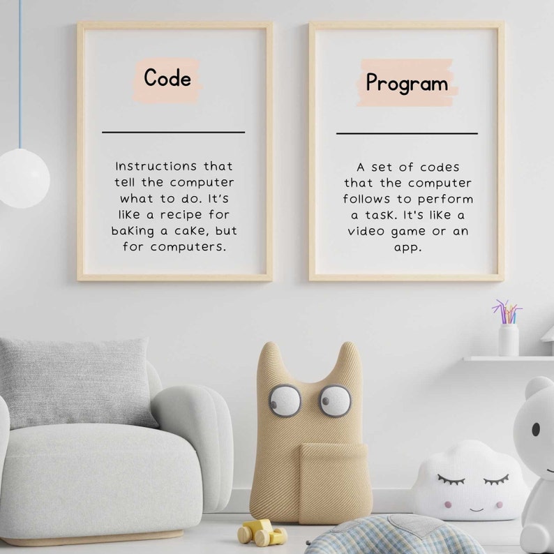 Kids Coding Terms Educational Poster Decor Instant Digital Download Fun ...