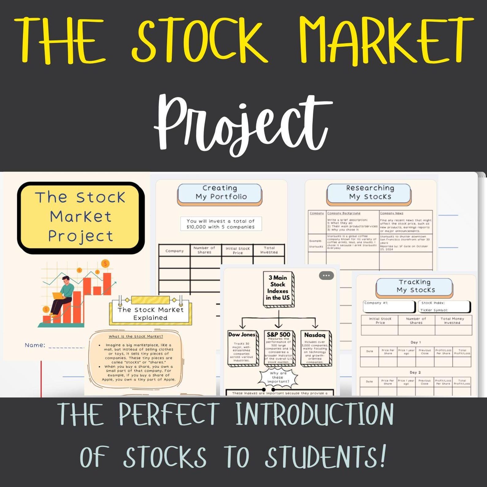 Stock Market Project Lesson for Kids - Middle School Math Classroom ...