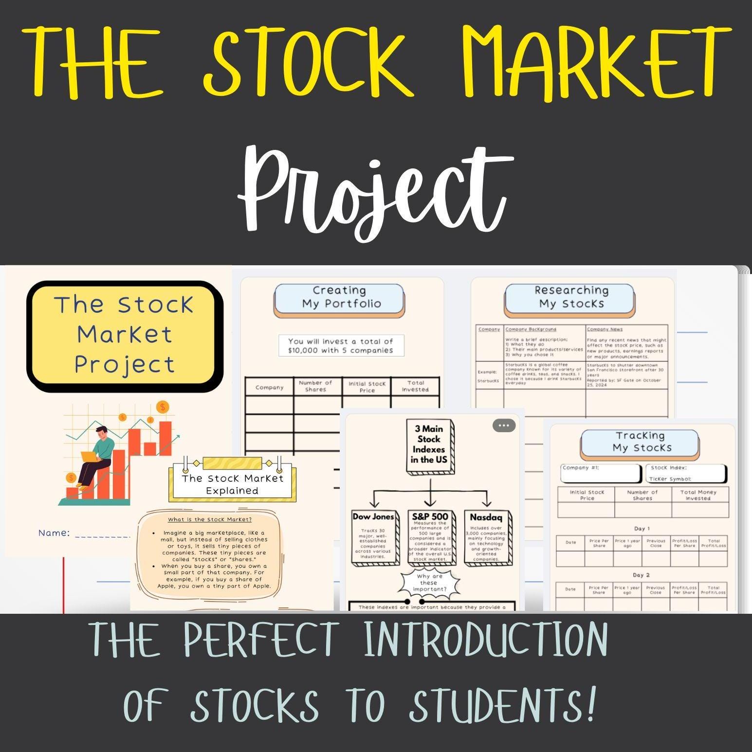 Stock Market Project Lesson for Kids - Middle School Math Classroom ...