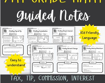 Pre-algebra Middle School Math Guided Notes Lesson 7th Grade Notes ...