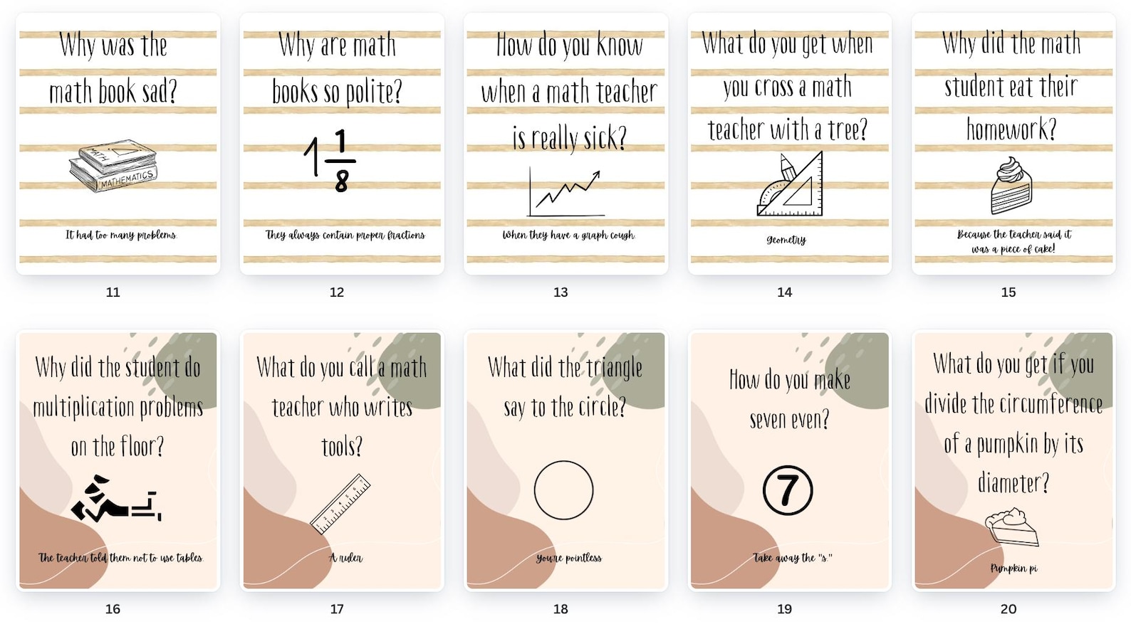 Funny Math Jokes Poster Classroom Posters Printable Hilarious Puns ...