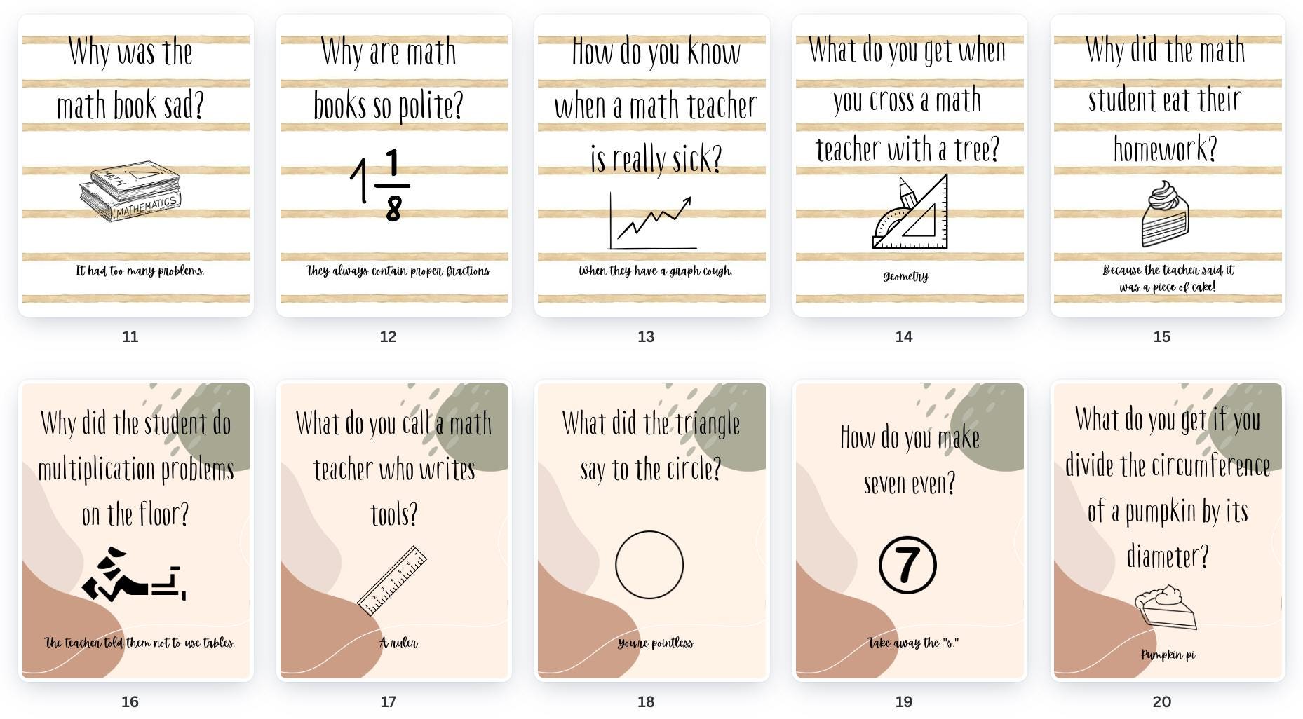 Funny Math Jokes Poster Classroom Posters Printable Hilarious Puns ...