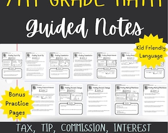 Integers Pre-algebra Middle School Math Guided Notes Lessons 7th Grade ...