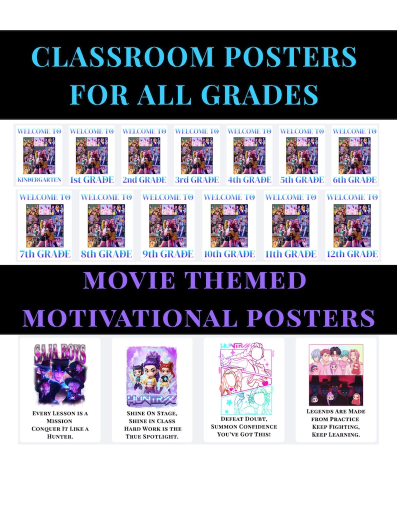 K-pop Demon Hunters Classroom School Decor | Huntrix Saja Boys ...