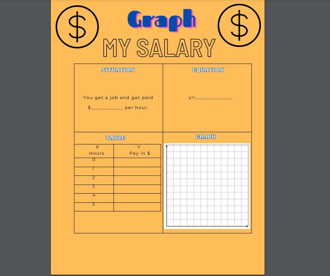 Real Life Math Activity Salary Worksheet Graph My Salary Linear ...