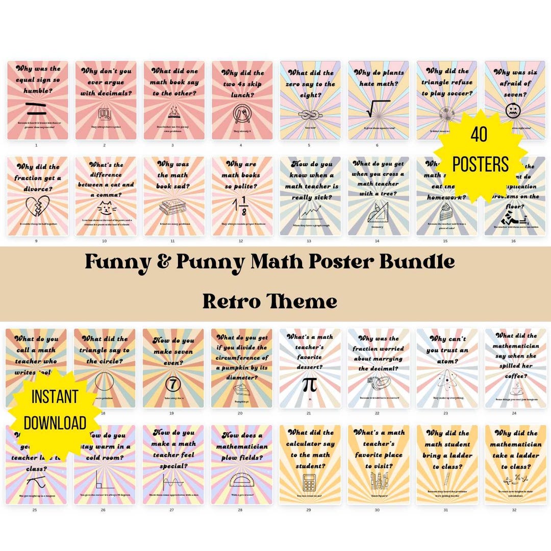 Funny Math Jokes Poster Classroom Posters Printable Hilarious Puns ...