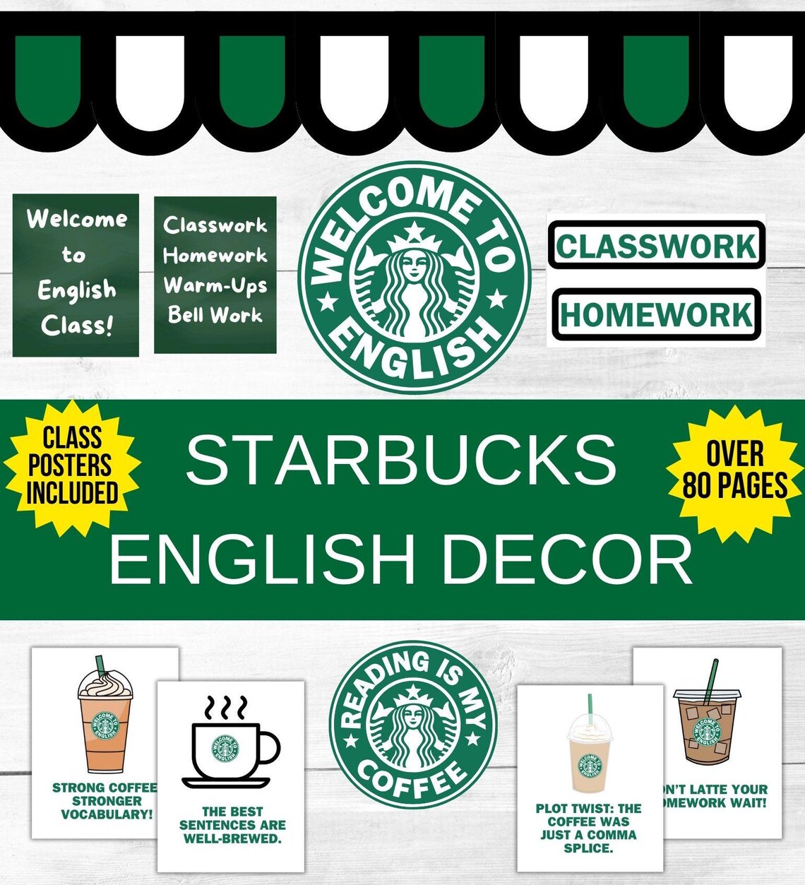 Coffee Theme English ELA Reading Writing Classroom Decor Coffee Shop ...