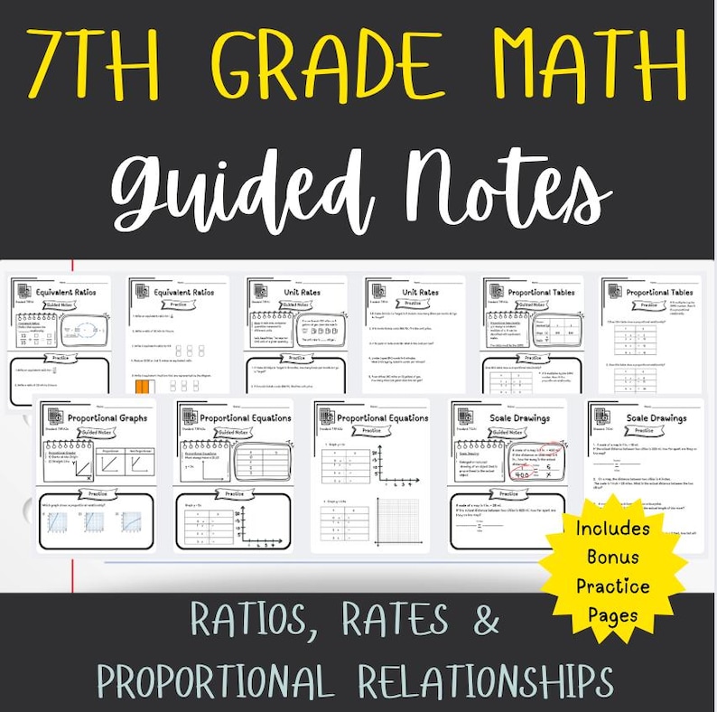 Ratios Proportions Pre-algebra Middle School Math Guided Notes Lessons ...