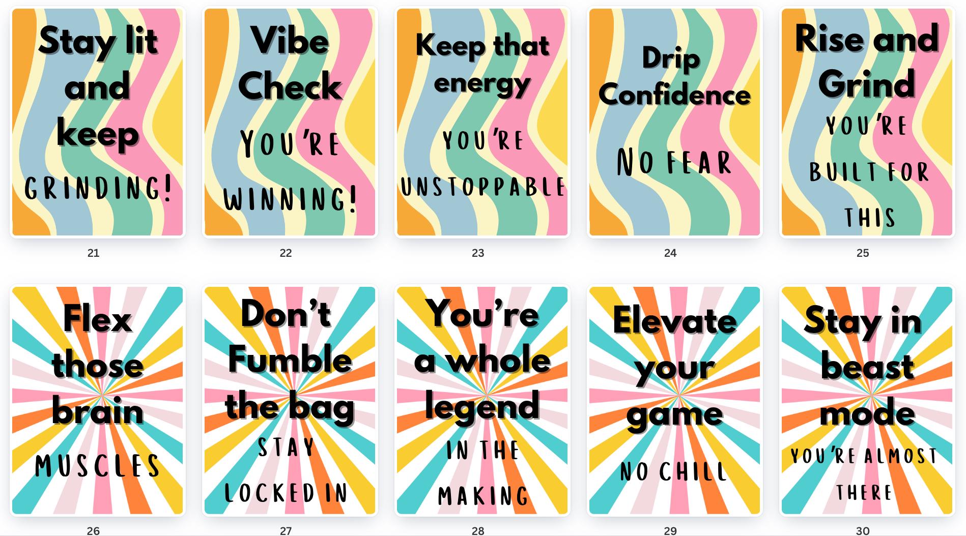 Classroom Motivation 30 Poster Bundle Gen Z Slang Motivation for Growth ...