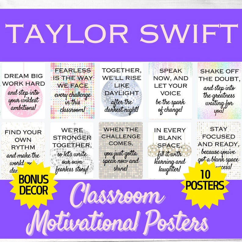 Taylor Swift Classroom Poster Motivation for Growth Mindset Classroom ...