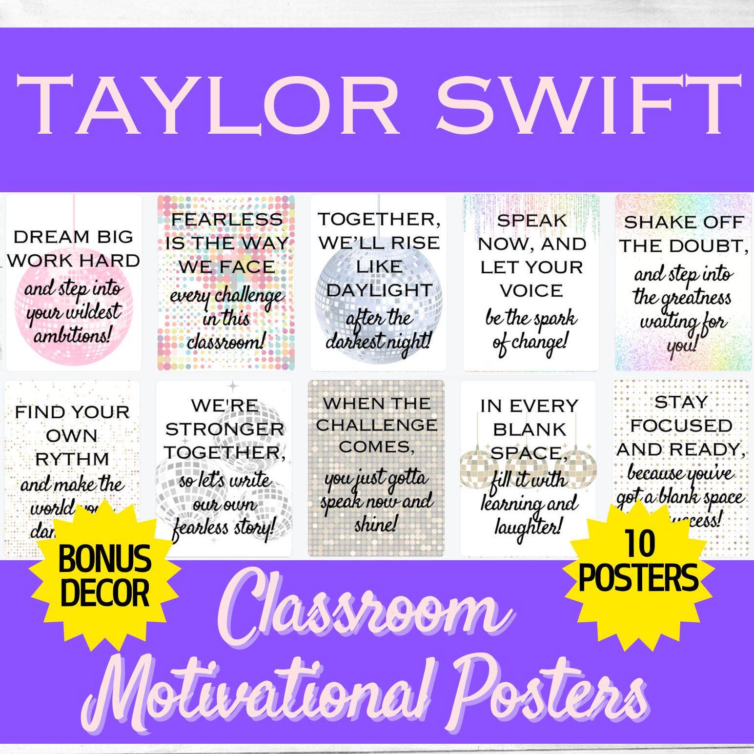 Taylor Swift Classroom Poster Motivation for Growth Mindset Classroom ...