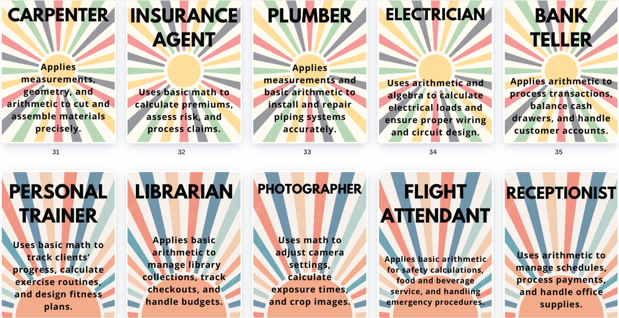 Math Career Job Poster Math Classroom Decor Educational School Posters ...