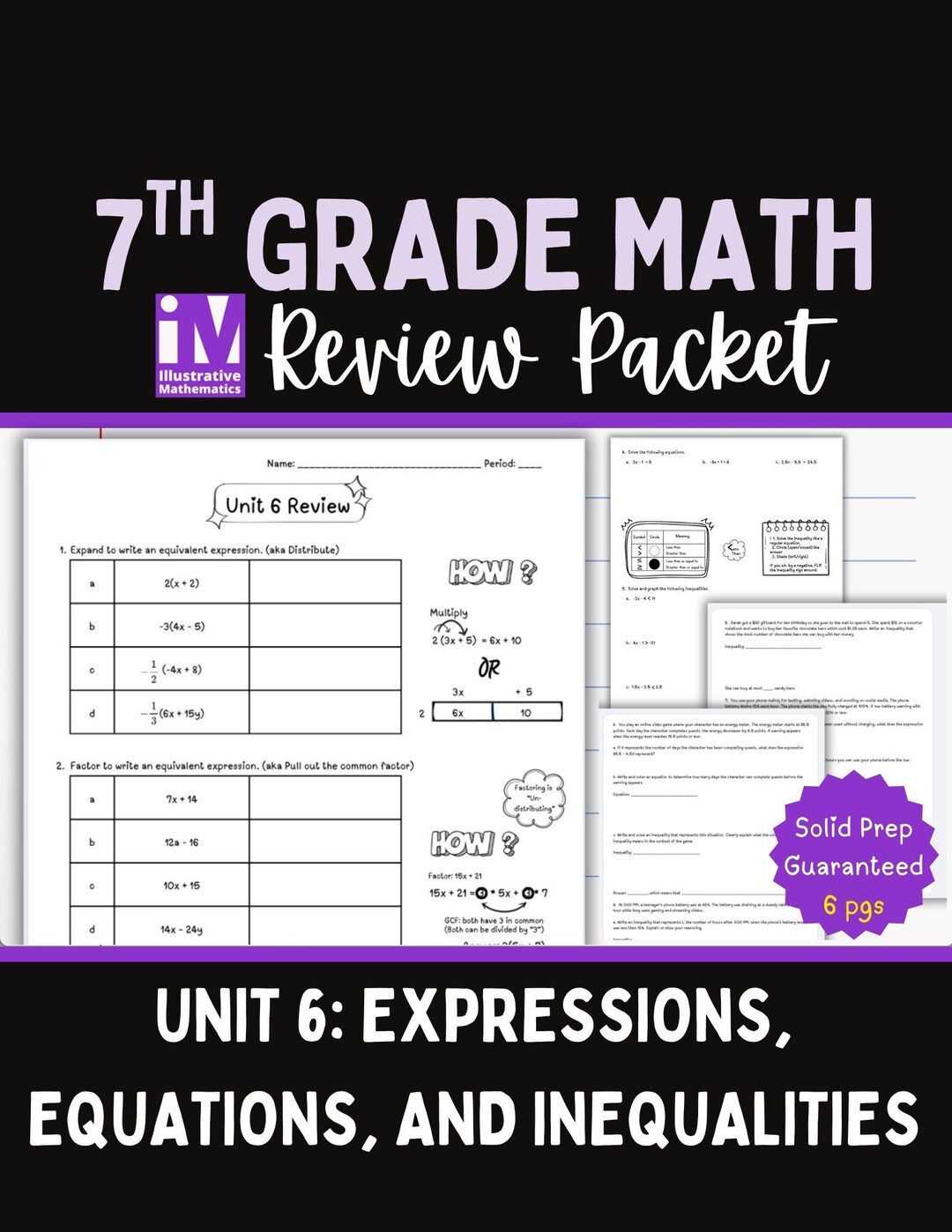 IM 7th Grade Math Unit 6 Test Prep Review | Middle School Math Study ...