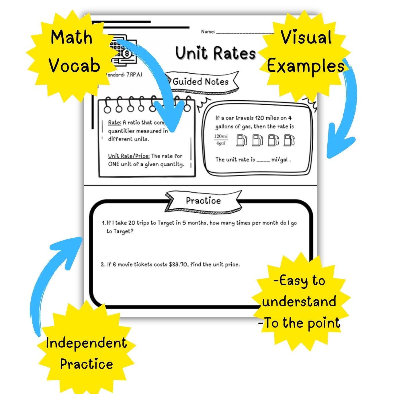 Ratios Proportions Pre-algebra Middle School Math Guided Notes Lessons ...