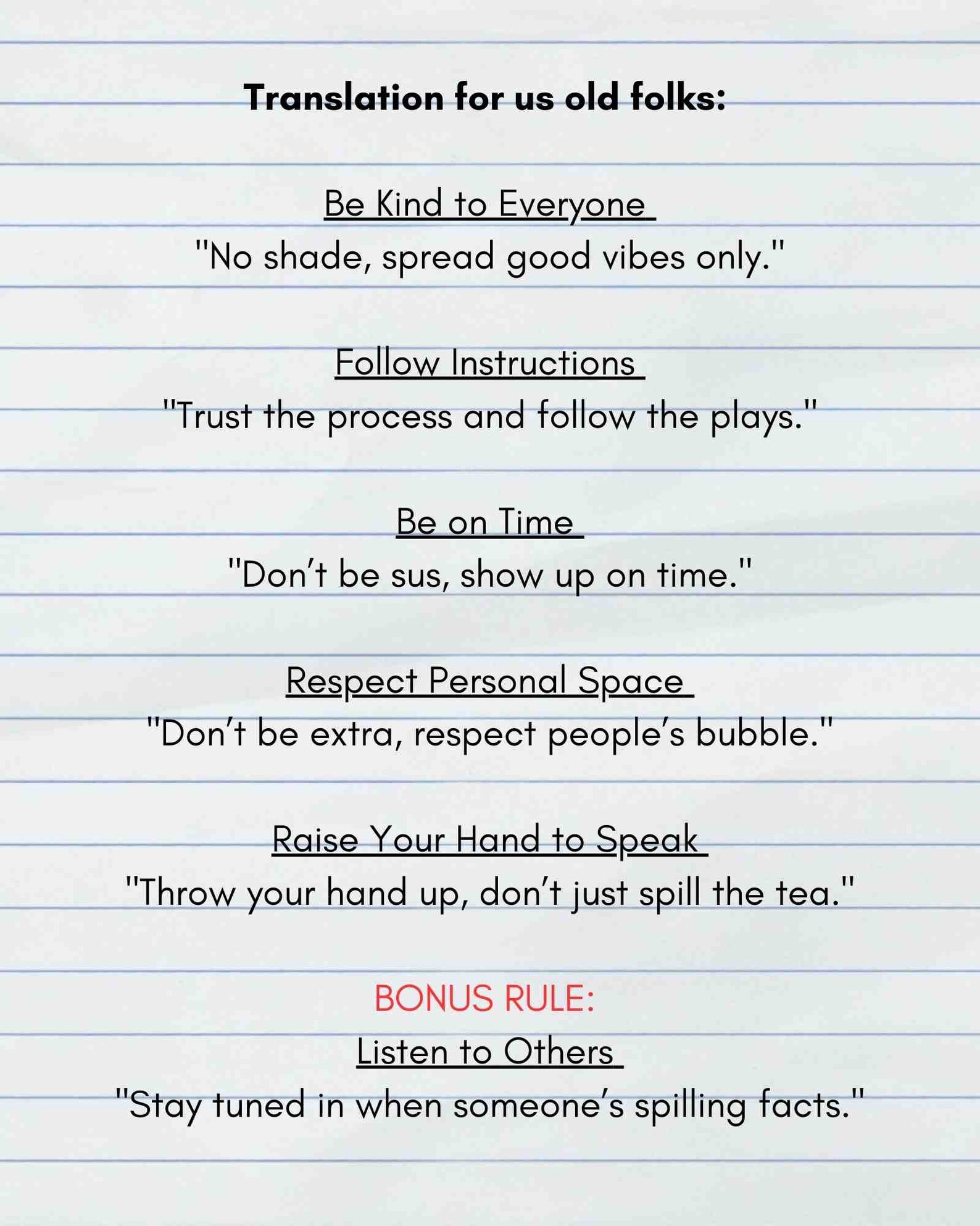 Classroom Rules Poster Back to School Gen Z Slang Class Rules ...