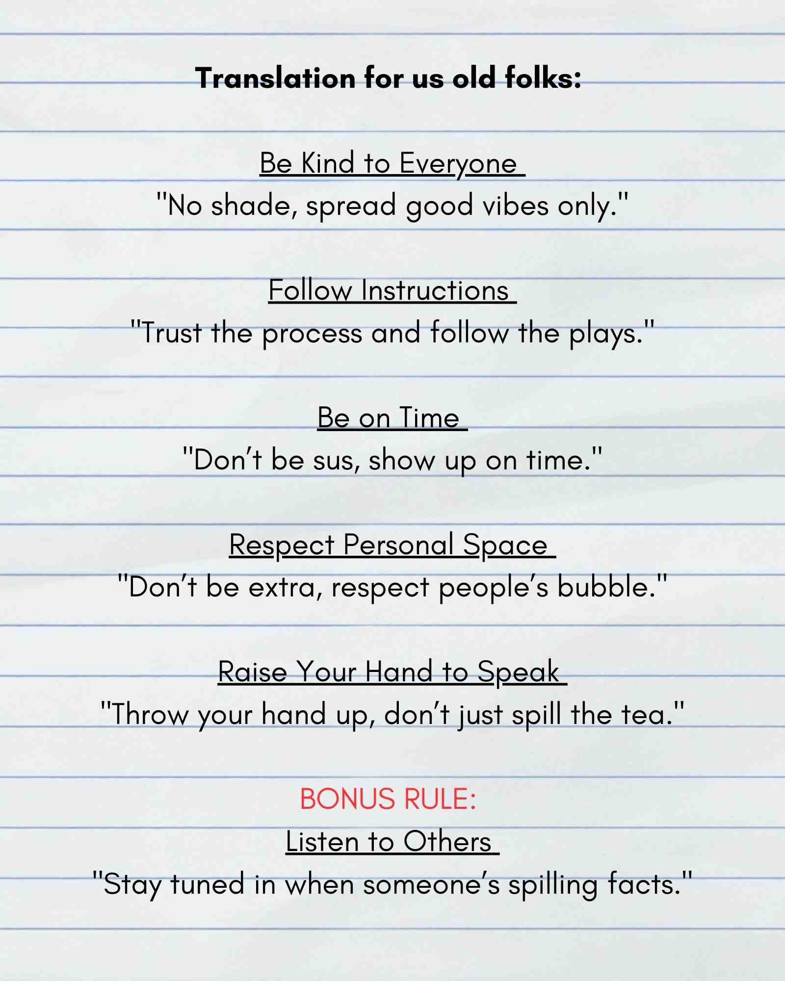 Classroom Rules Poster Back to School Gen Z Slang Class Rules ...
