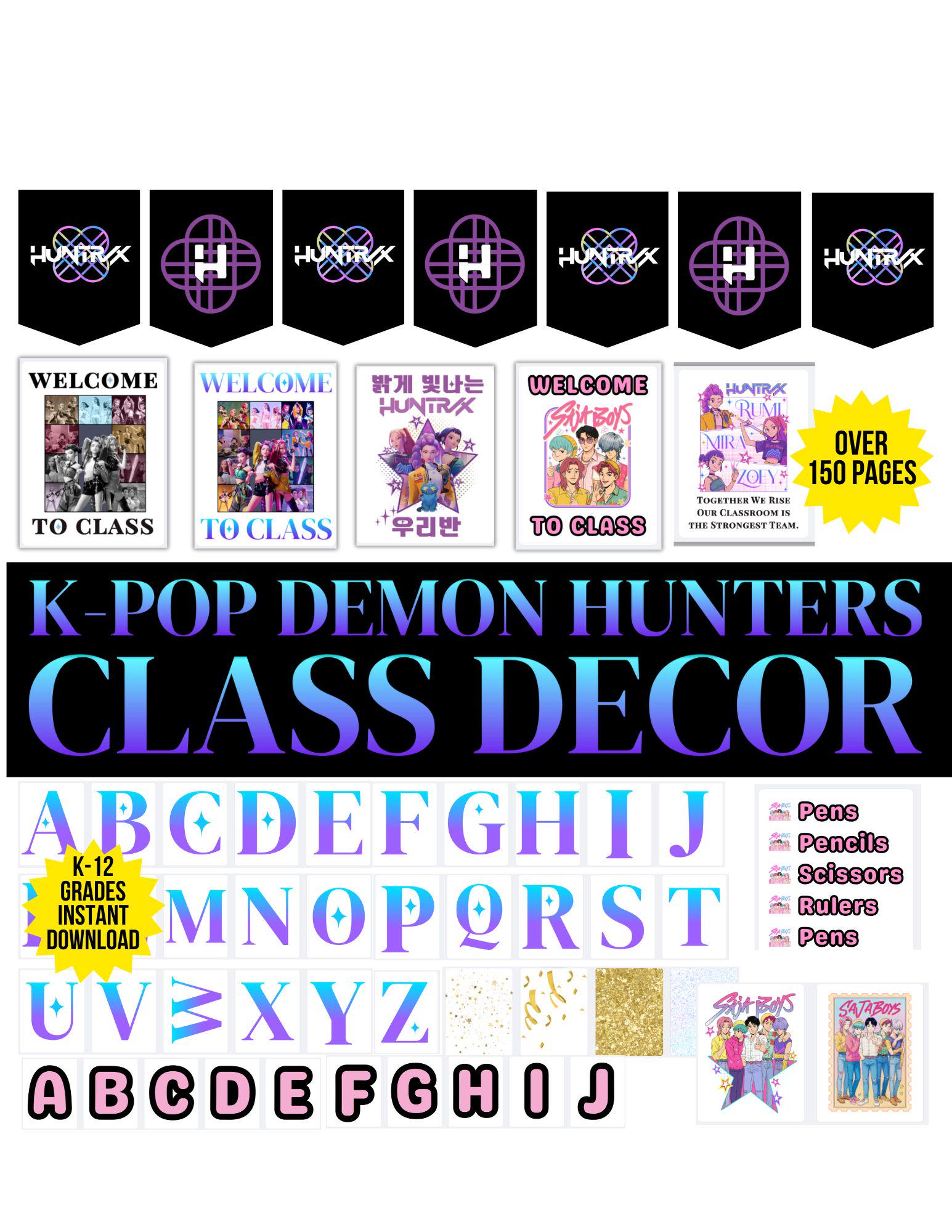 K-pop Demon Hunters Classroom School Decor | Huntrix Saja Boys ...