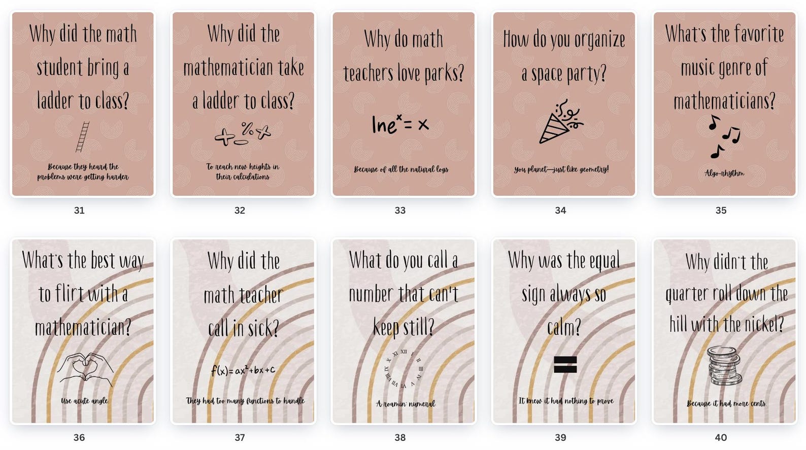 Funny Math Jokes Poster Classroom Posters Printable Hilarious Puns ...