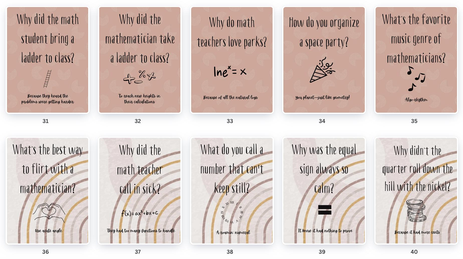 Funny Math Jokes Poster Classroom Posters Printable Hilarious Puns ...