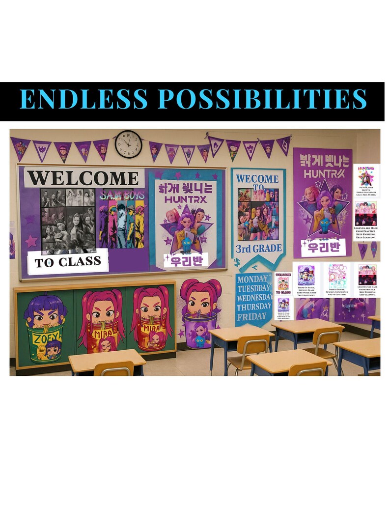 K-pop Demon Hunters Classroom School Decor | Huntrix Saja Boys ...