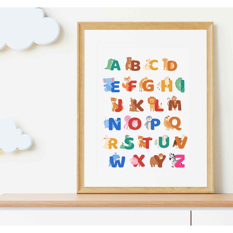 Animal Alphabet Poster Nursery Wall Art Nursery Decor Printable Wall ...