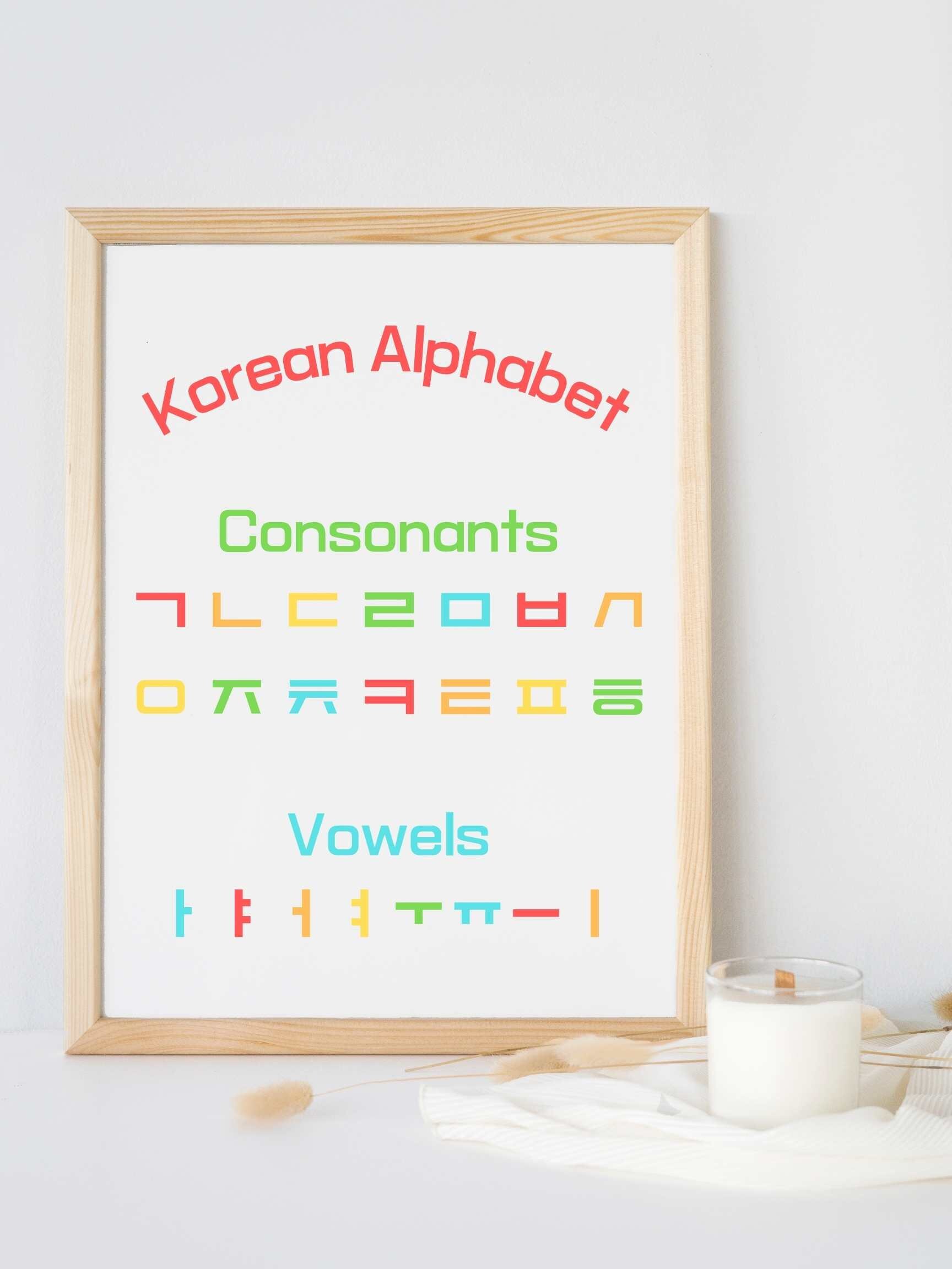 Korean Alphabet Print Korean Gifts Korean Wall Decor Nursery Decor ...