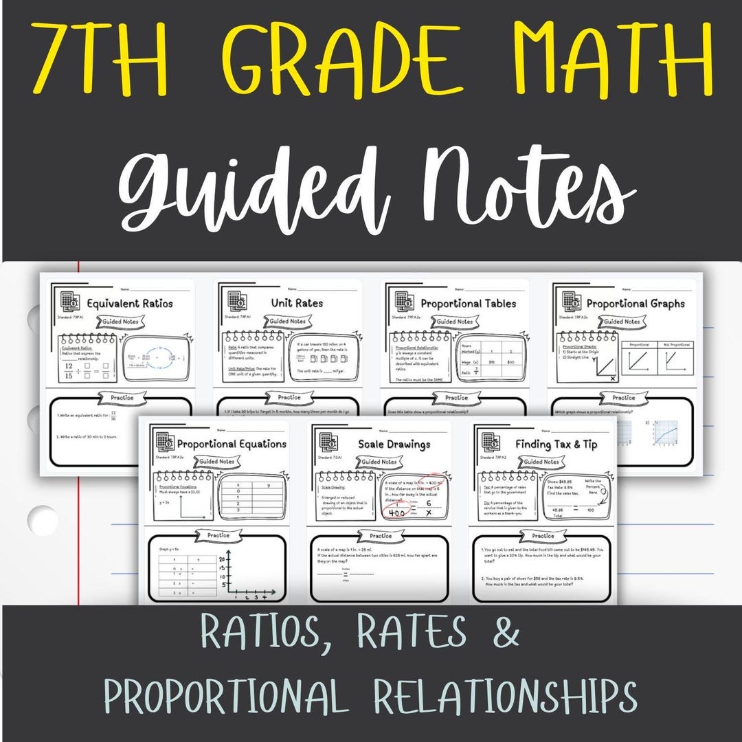 Ratios Proportions Pre-algebra Middle School Math Guided Notes Lessons ...