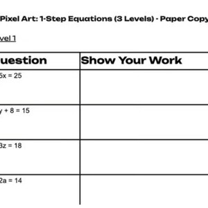 Pixel Art: Solving 1-step Equations Google Sheets Digital Resource Math ...
