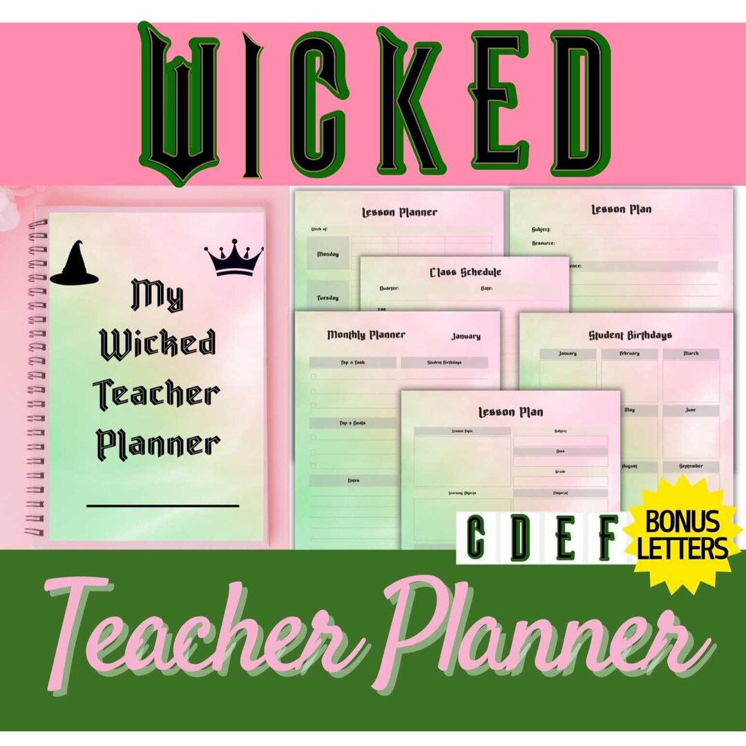 Wicked Theme Teacher Lesson Plan Planner Book PDF | Instant Download ...