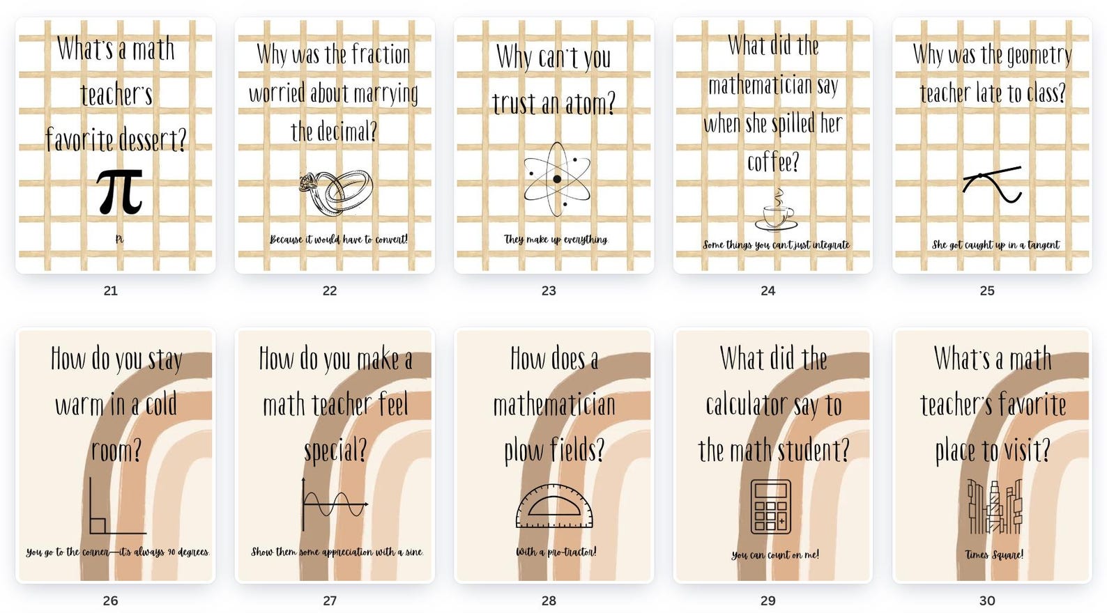 Funny Math Jokes Poster Classroom Posters Printable Hilarious Puns ...