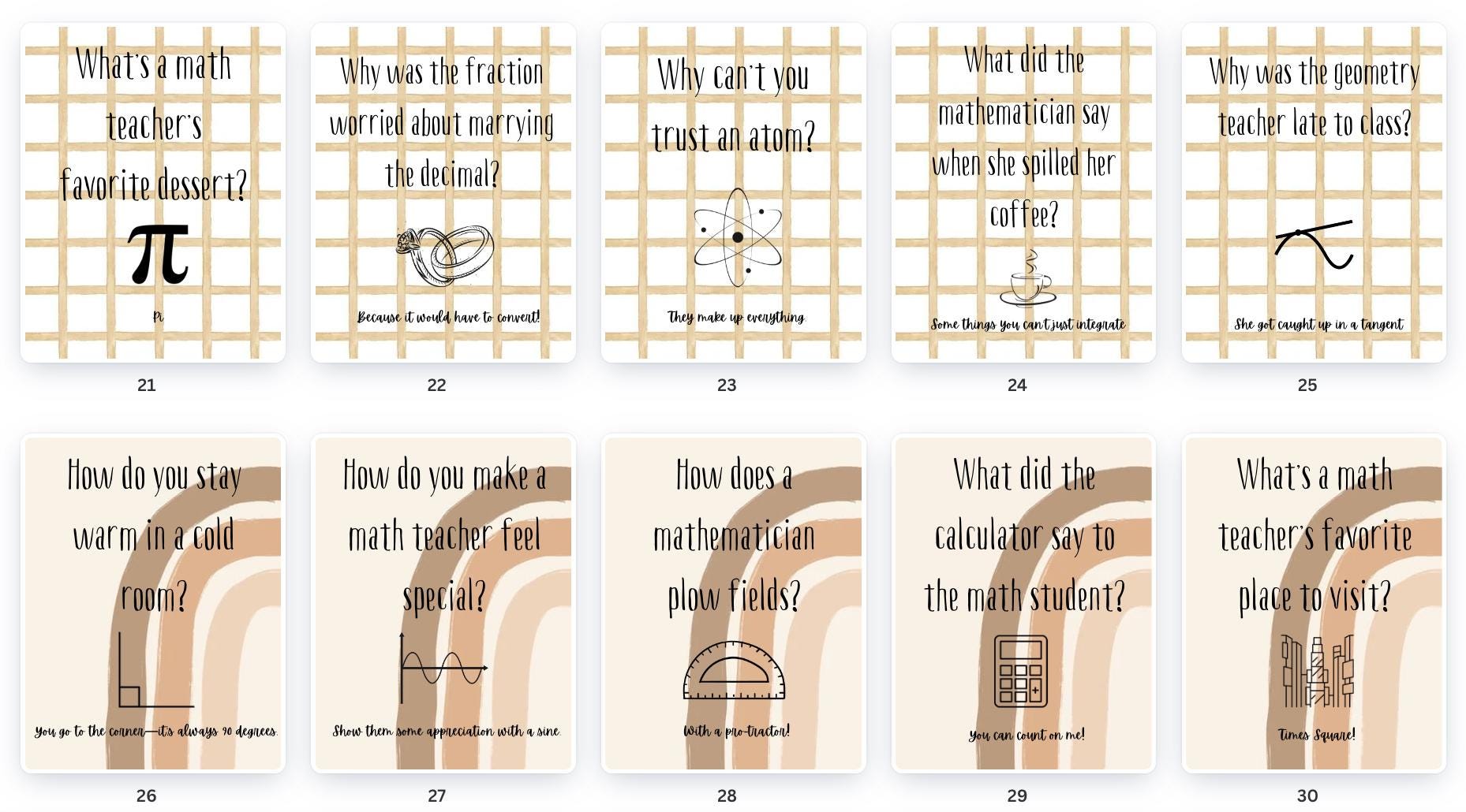 Funny Math Jokes Poster Classroom Posters Printable Hilarious Puns ...