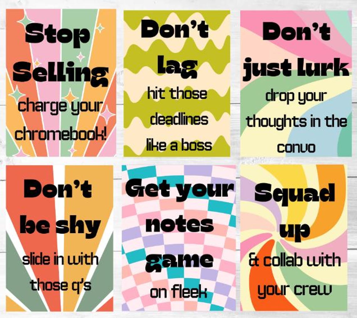Classroom Poster Gen Z Slang Bundle Back to School Motivation Growth ...