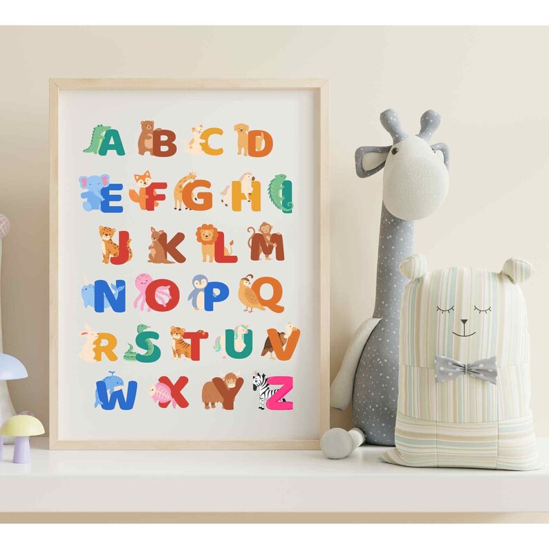 Animal Alphabet Poster Nursery Wall Art Nursery Decor Printable Wall ...