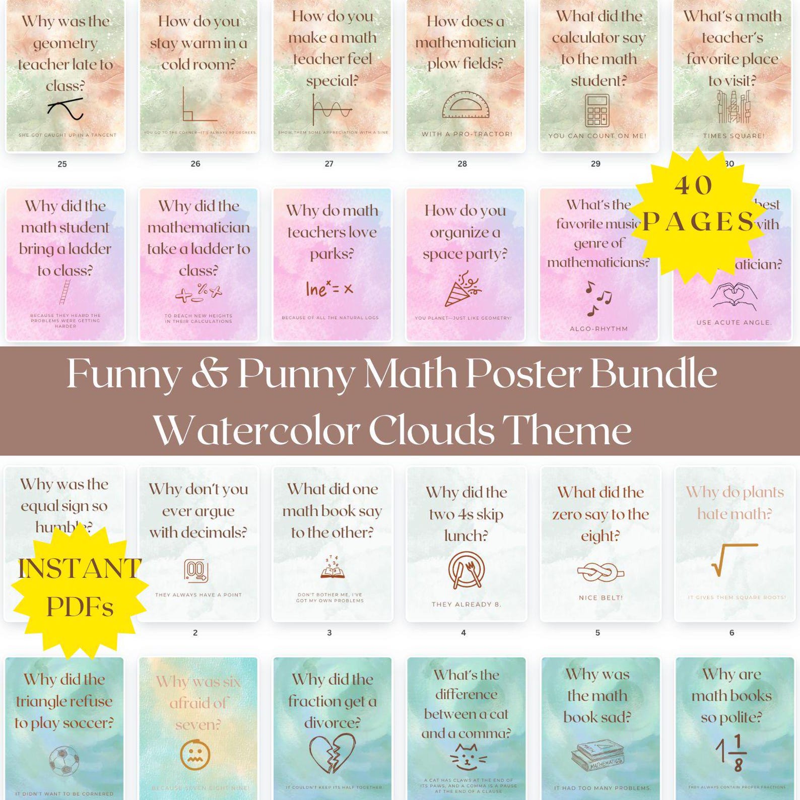 Funny Math Jokes Poster Classroom Posters Printable Corny Puns Print ...