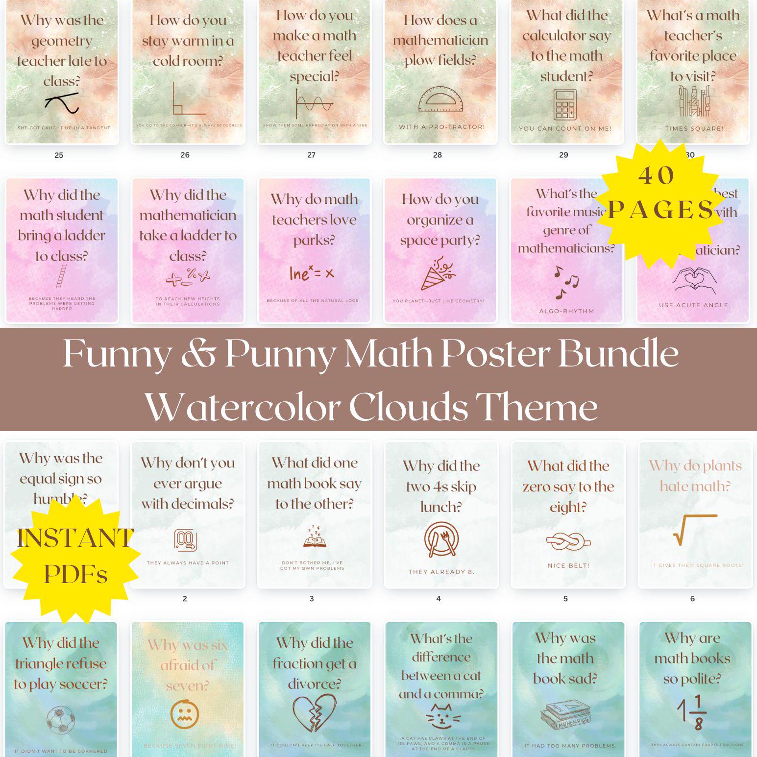 Funny Math Jokes Poster Classroom Posters Printable Corny Puns Print ...