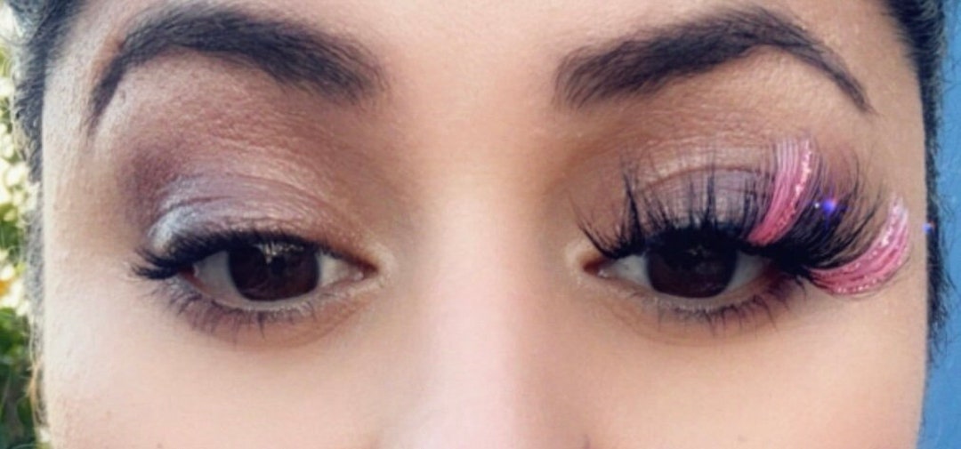 Fluffy 2 Tone Duo Colored Eyelashes Long Mink Glitter Strip Lashes ...