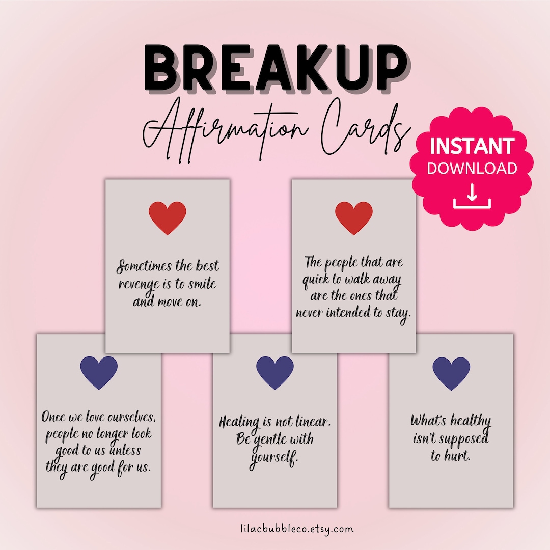 40 Breakup Affirmation Cards Digital Download, Printable, Heal A Broken ...